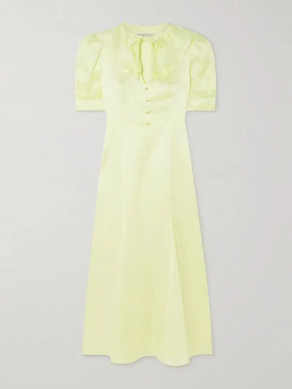 Alessandra Rich Silk-satin Midi Dress - Yellow