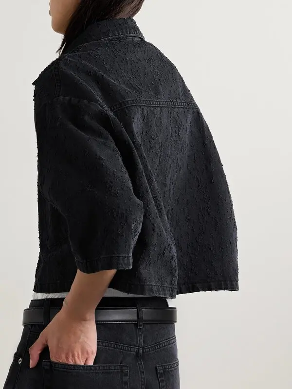 HALFBOY Cropped Distressed Denim Shirt