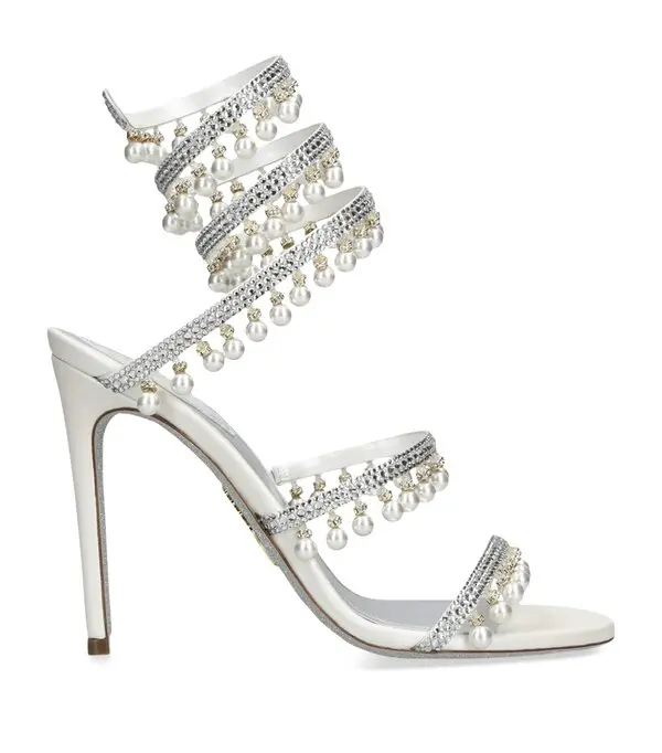 Rene Caovilla Embellished Chandelier Heeled Sandals - White