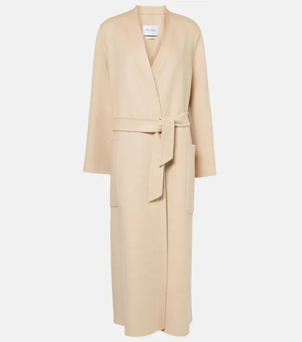 Max Mara Vezzoso Camel Hair Wrap Coat - Beige