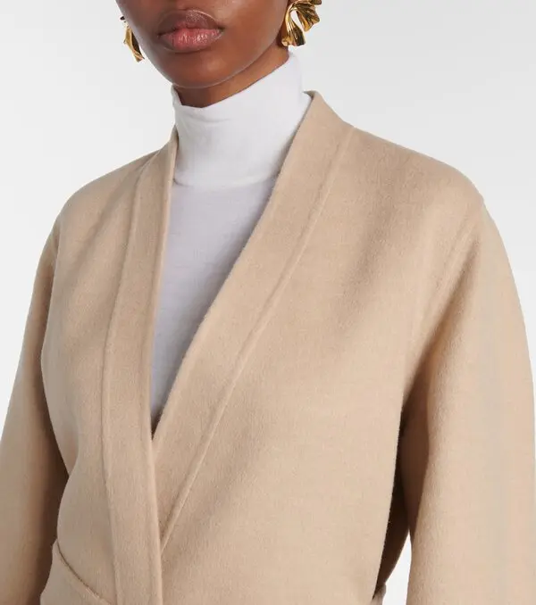 Max Mara Vezzoso Camel Hair Wrap Coat - Beige
