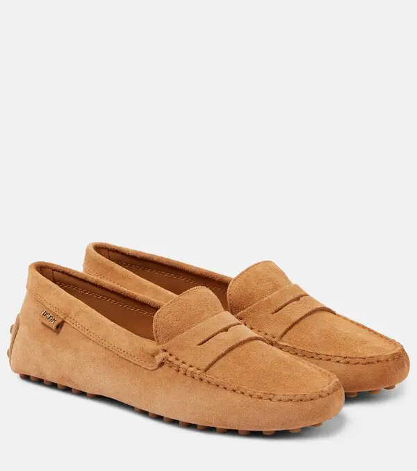 TOD'S Gommino Suede Driving Shoes - Brown