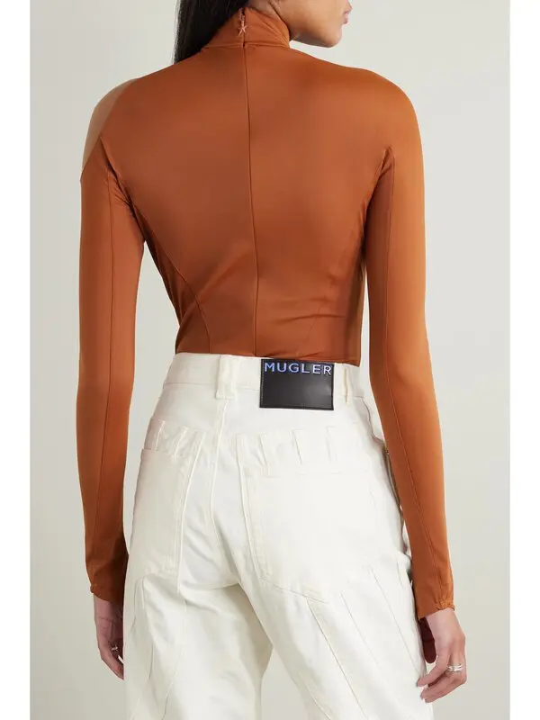 MUGLER Stretch-jersey And Tulle Bodysuit