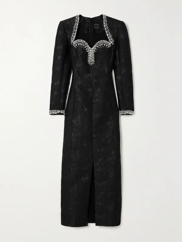 Huishan Zhang Eleanor Crystal-embellished Cloqué Dress - Black