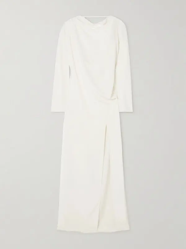Michael Lo Sordo Draped Silk-faille Gown - White