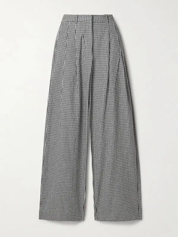 Proenza Schouler White Label Amber Pleated Gingham Wide-leg Trousers - Multi