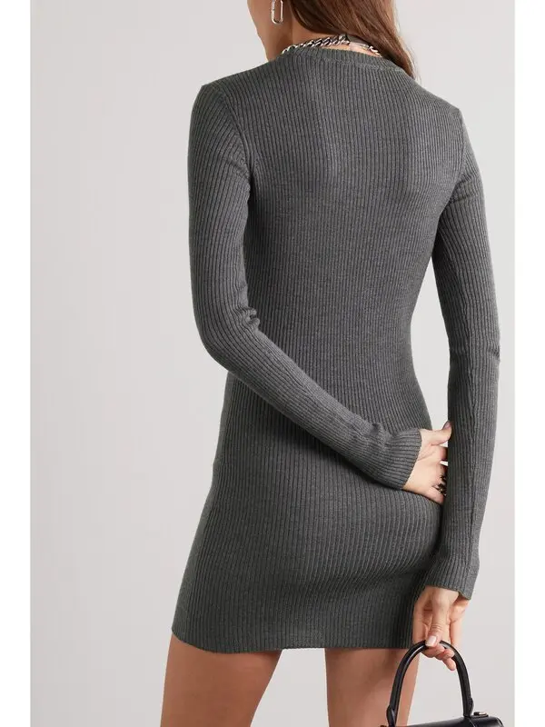 Wardrobe.NYC Ribbed Merino Wool Mini Dress