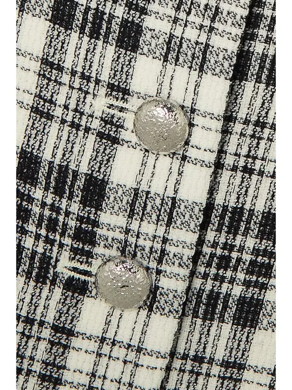 Alessandra Rich Cropped Prince Of Wales Checked Wool Jacket