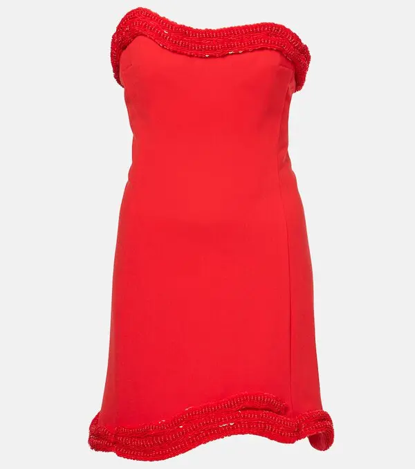 Simkhai Saskia Strapless Crepe Mini Dress - Red