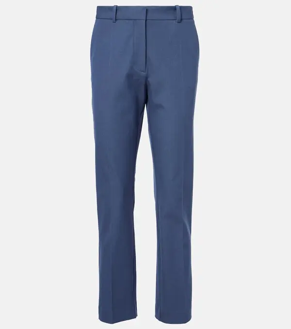 JOSEPH Coleman Cropped Gabardine Slim Pants - Blue