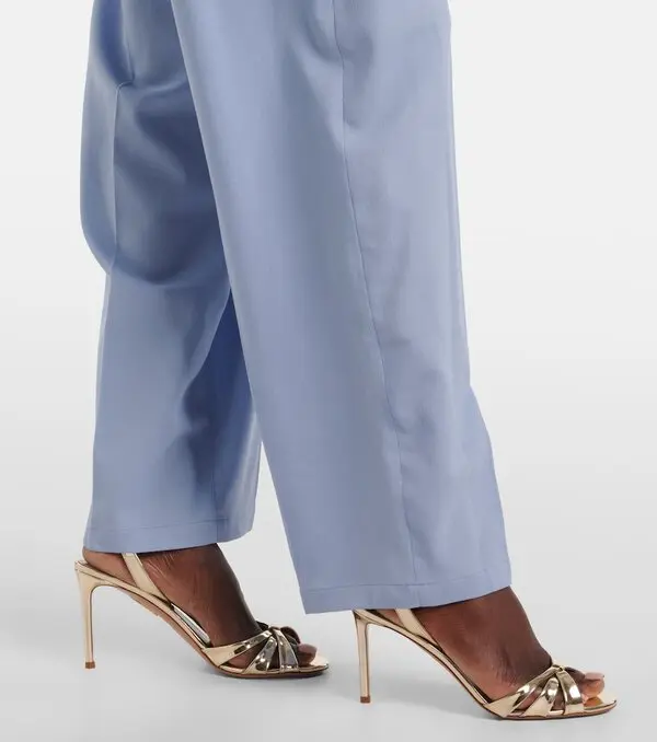 JOSEPH Buckle Wool Crepe Wide-leg Trousers