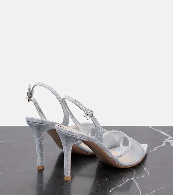 GIANVITO ROSSI Halley 85 Metallic Leather Slingback Pumps