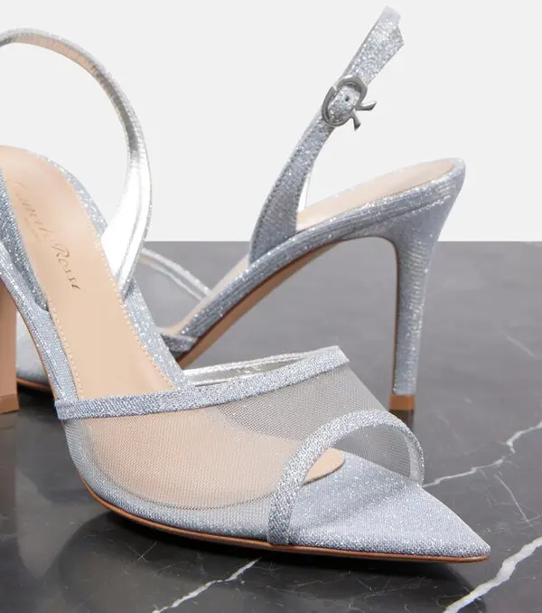 GIANVITO ROSSI Halley 85 Metallic Leather Slingback Pumps