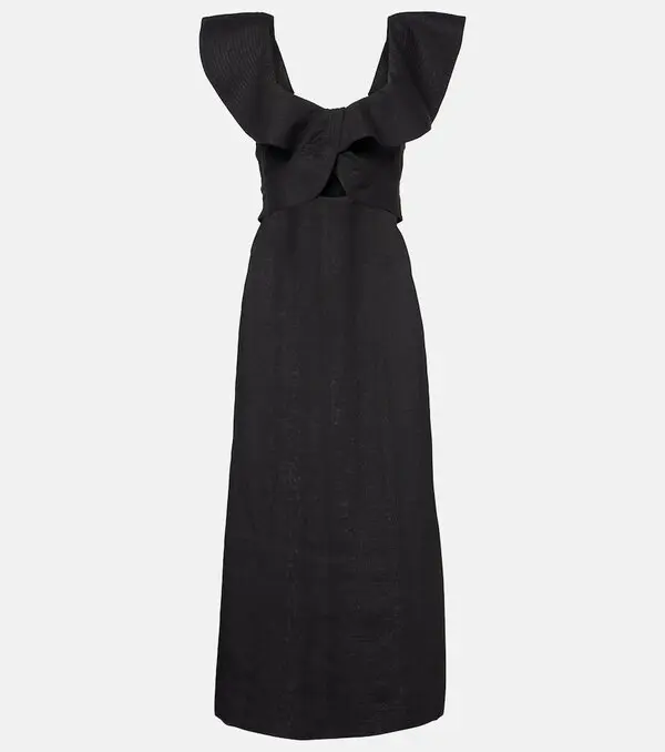Johanna Ortiz Ruffled Midi Dress - Black