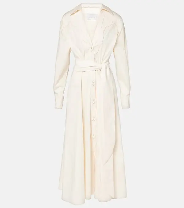 Johanna Ortiz Vela De Cruz Cotton-blend Poplin Wrap Dress - Beige