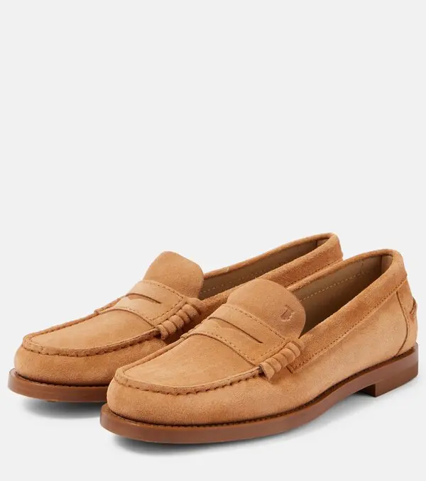TOD'S Suede Penny Loafers - Brown