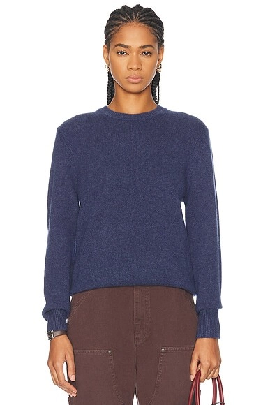 Renggli Embroidered Cashmere Crewneck Sweater - Lapis