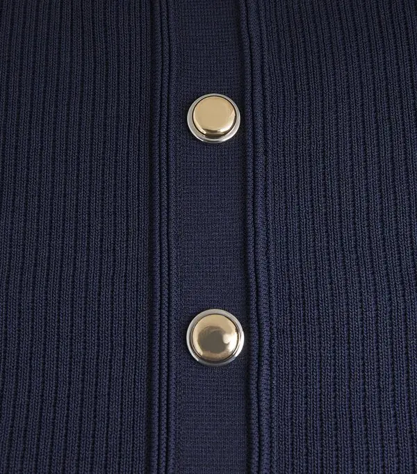 Sandro Rib-knit Mini Skirt With Gold-tone Press Studs - Blue