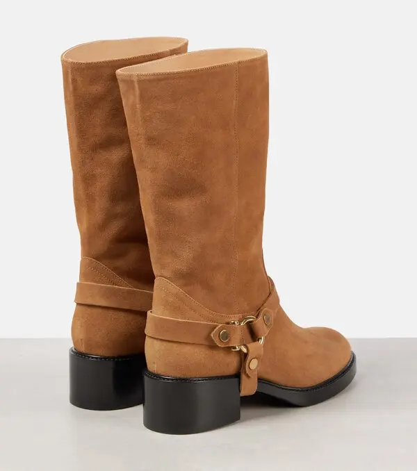 Chloé Dakota Suede Biker Boots - Beige