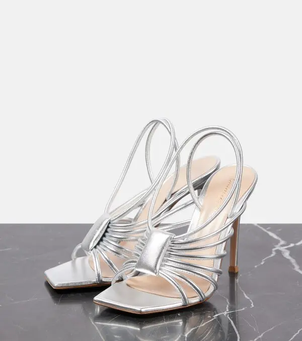 GIANVITO ROSSI Hellen 105 Metallic Leather Sandals