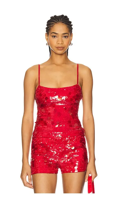 GUIZIO Sequin Cami With Adjustable Straps - Red