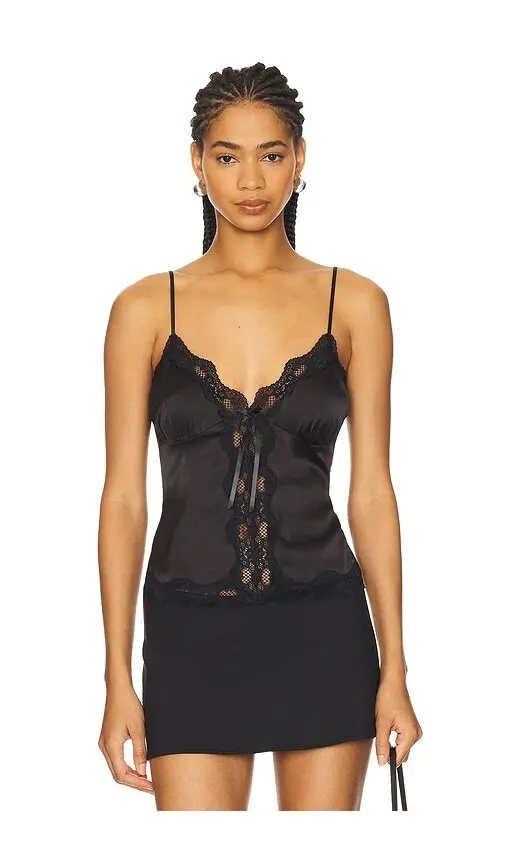 GUIZIO Blair Top Lace Trimmed Camisole - Black