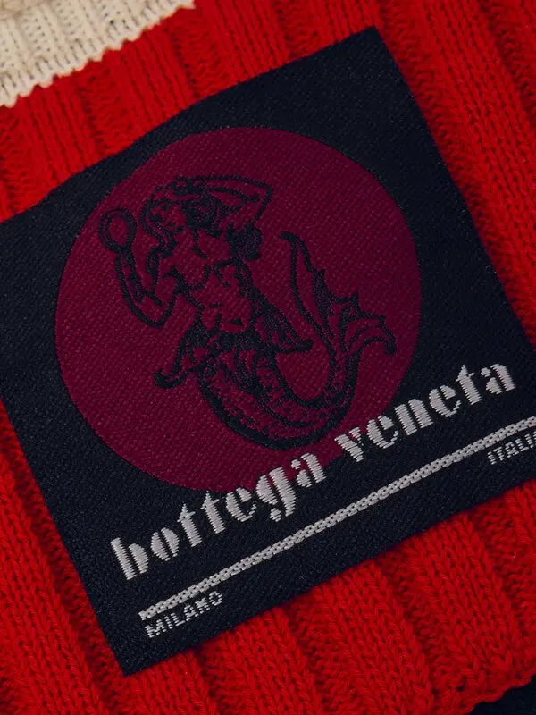 Bottega Veneta Patchwork Striped Ribbed Cotton Sweater With Ruffle Trim - Multi