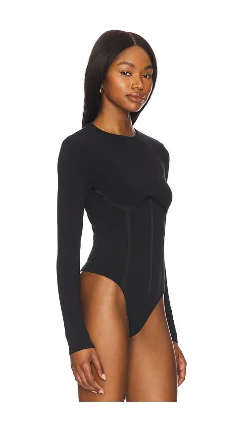 FLEUR DU MAL Organic Cotton Long Sleeve T-shirt Bodysuit - Black