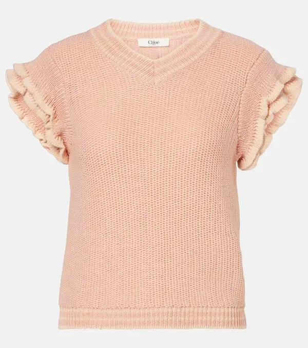 Chloé Ruffled Wool Top - Pink
