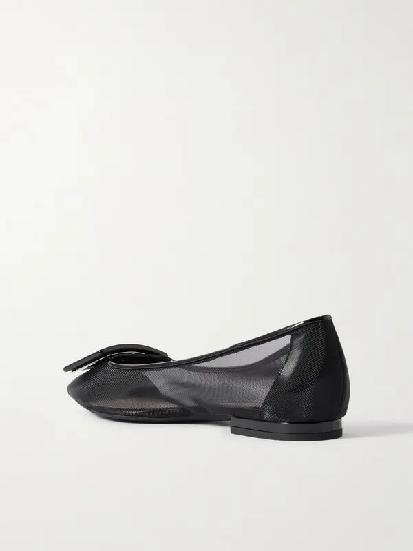ROGER VIVIER Buckled Mesh Ballet Flats - Black