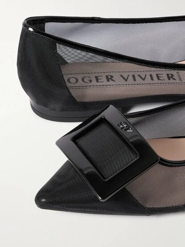 ROGER VIVIER Buckled Mesh Ballet Flats - Black