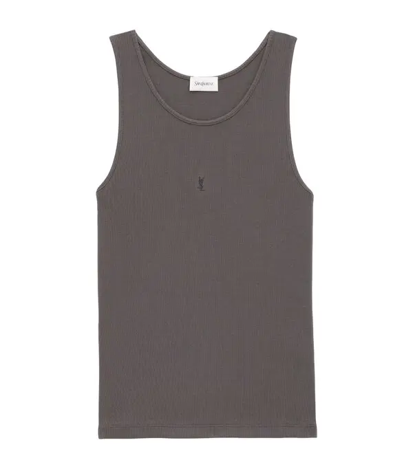 Saint Laurent Cotton Cassandre Vest - Grey