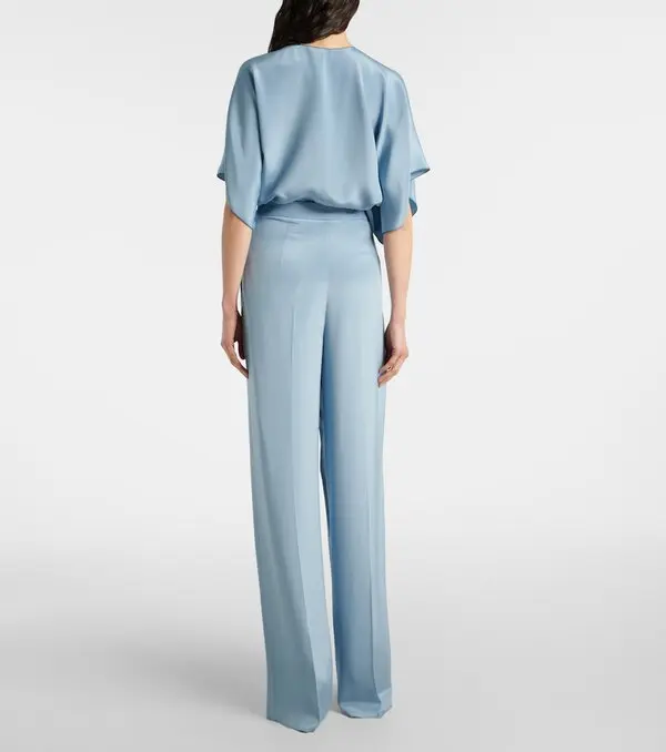 Max Mara Origano High-rise Silk Wide-leg Trousers - Blue
