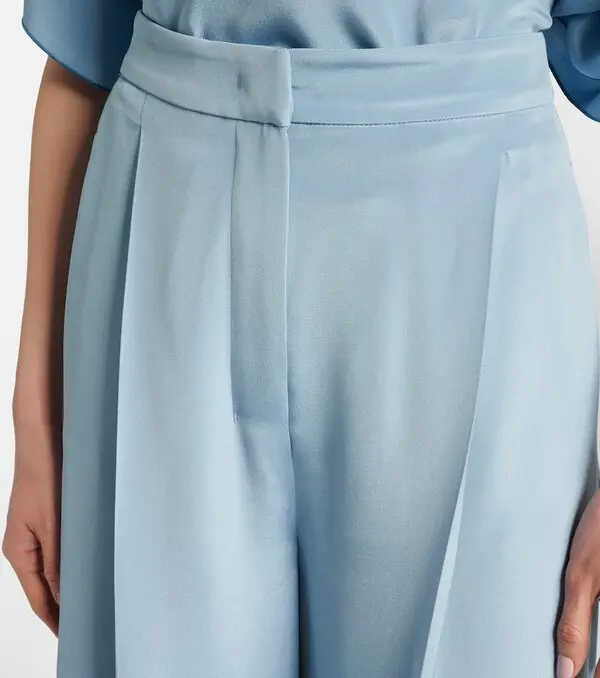 Max Mara Origano High-rise Silk Wide-leg Trousers - Blue