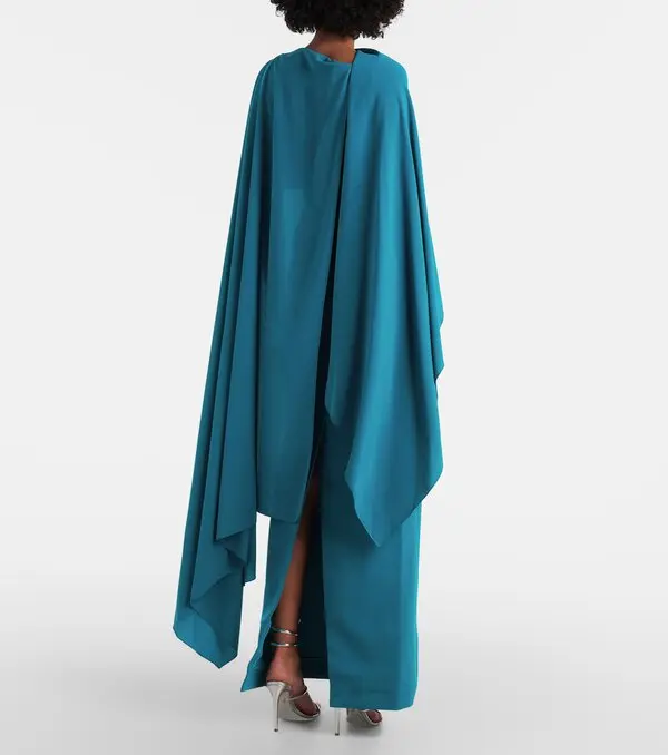 ROKSANDA Demetria Cape Effect Crepe Midi Dress - Blue