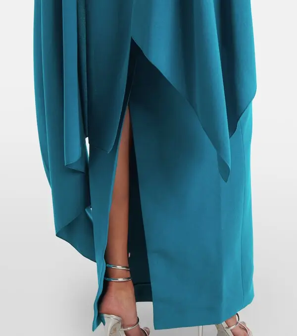 ROKSANDA Demetria Cape Effect Crepe Midi Dress - Blue