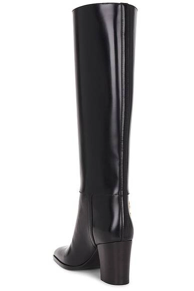 Saint Laurent Knee High Boots With Buckle Detail