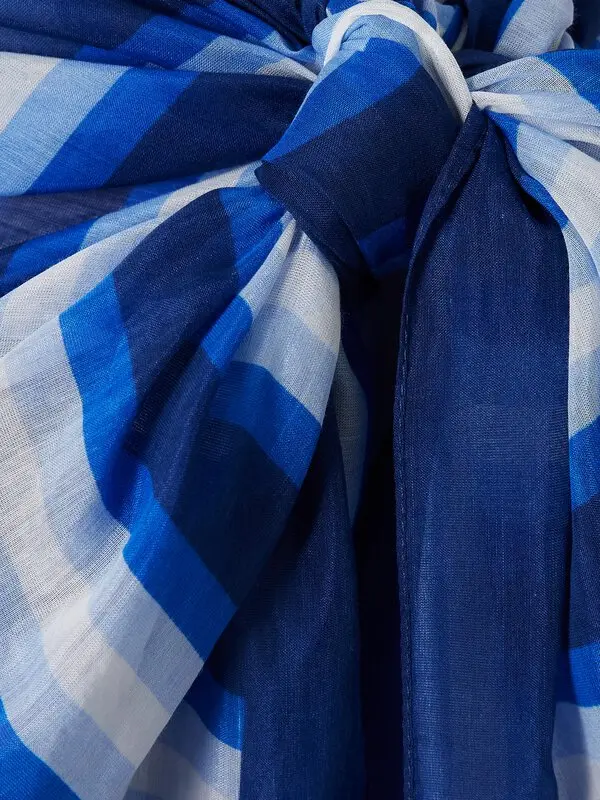 LIDO Striped Cotton And Silk-blend Voile Pareo - Blue