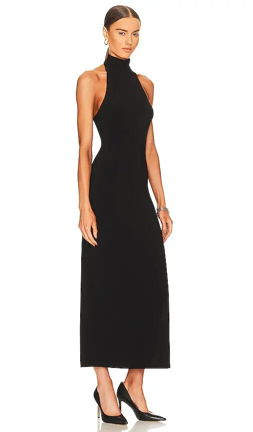 Norma Kamali X Revolve Halter Turtleneck Side Slit Gown In . Also - Black