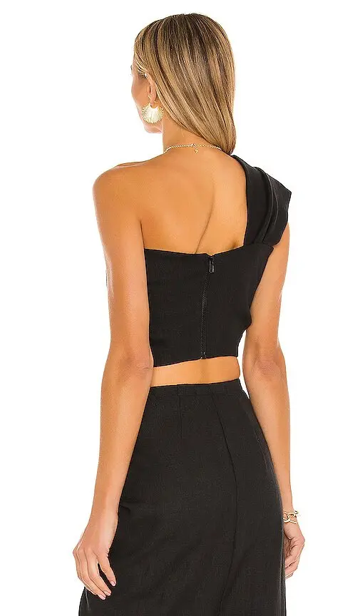 JBQ One Shoulder Twist Front Top - Black