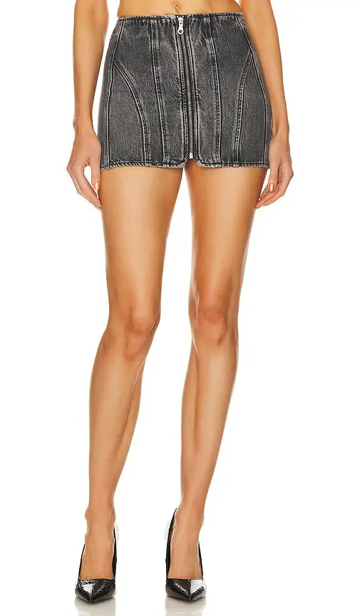 GRLFRND Rey Racer Denim Skirt - Grey