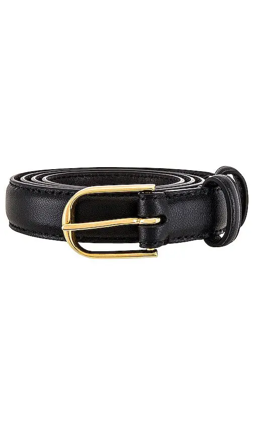 NILI LOTAN Jane Flat Calfskin Leather Waist Belt - Black