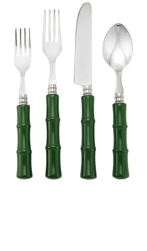 CHEFANIE Resin Bamboo Flatware Set - Green