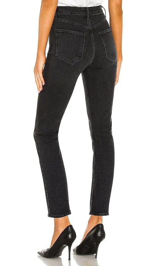 AGOLDE Riley High Rise Straight Crop Jeans - Black