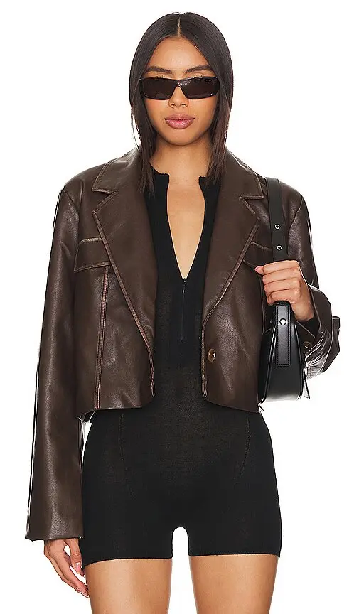 Superdown Blakely Faux Leather Jacket In . Also - Brown