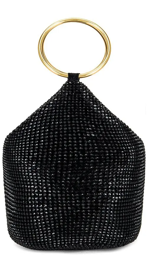 OLGA BERG Ellie Crystal Mesh Ring Handle Bag