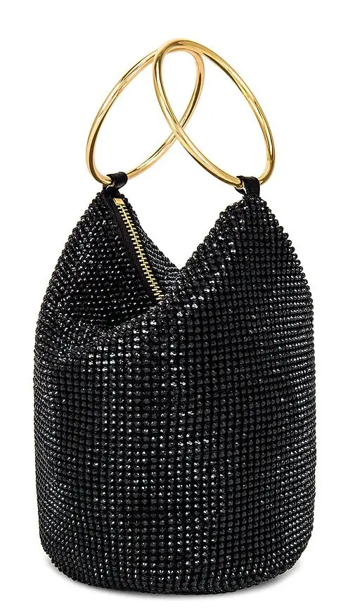 OLGA BERG Ellie Crystal Mesh Ring Handle Bag