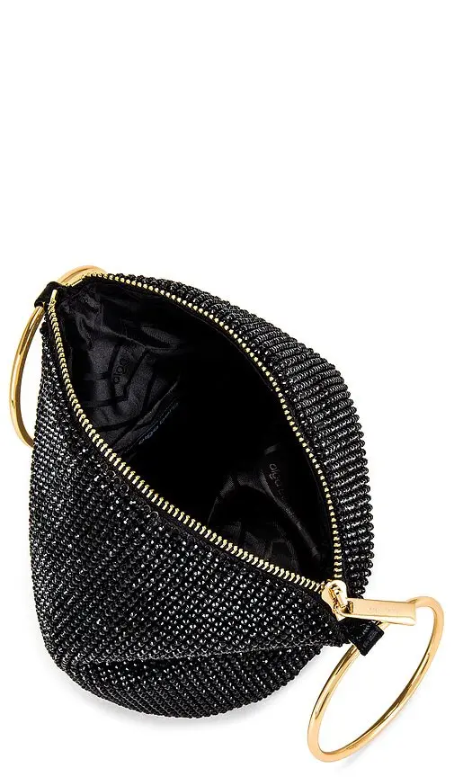 OLGA BERG Ellie Crystal Mesh Ring Handle Bag