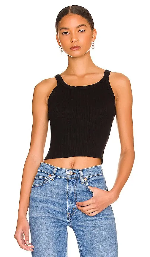 RE/DONE X Hanes Ribbed Cropped Tank - Black