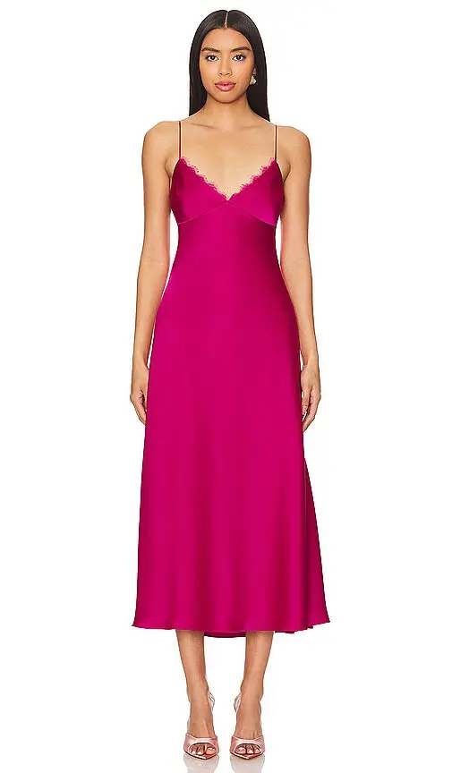 Katie May Jessica Slip Dress With Lace Trim - Fuchsia